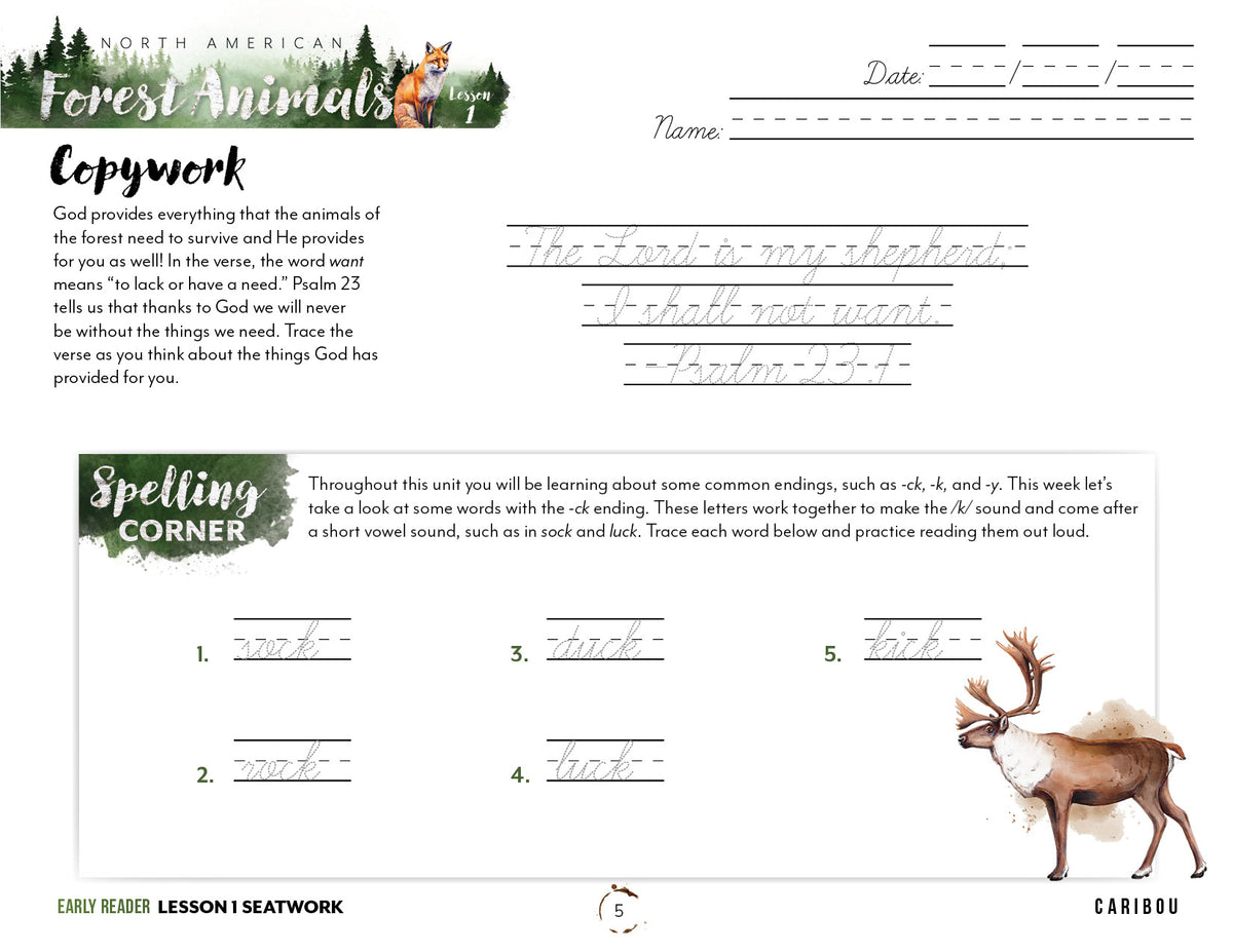 North American Forest Animals Digital Seatwork Books – Gather 'Round ...