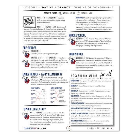 US Government Unit (Digital Bundles) – Gather 'Round Homeschool USA
