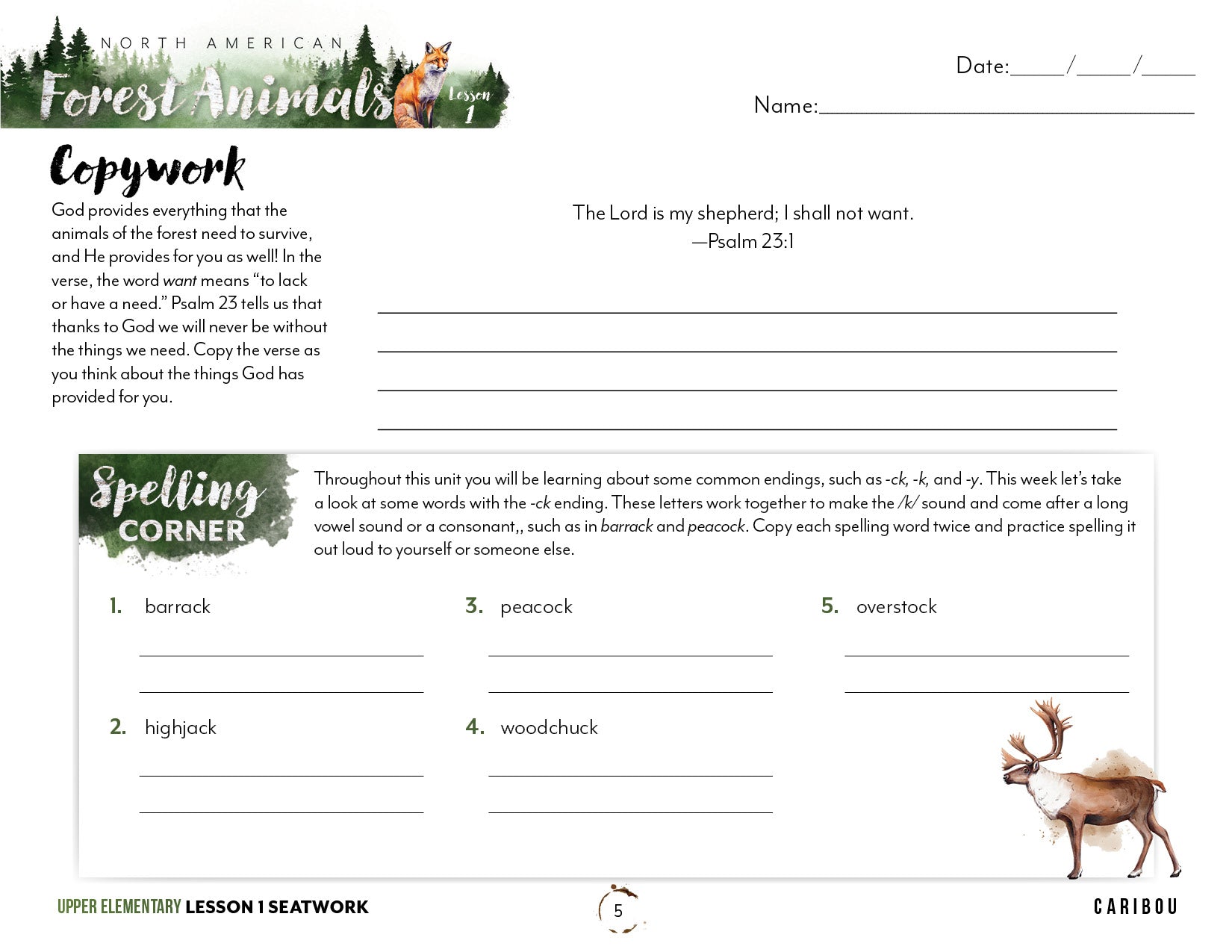 North American Forest Animals Digital Seatwork Books – Gather 'Round ...