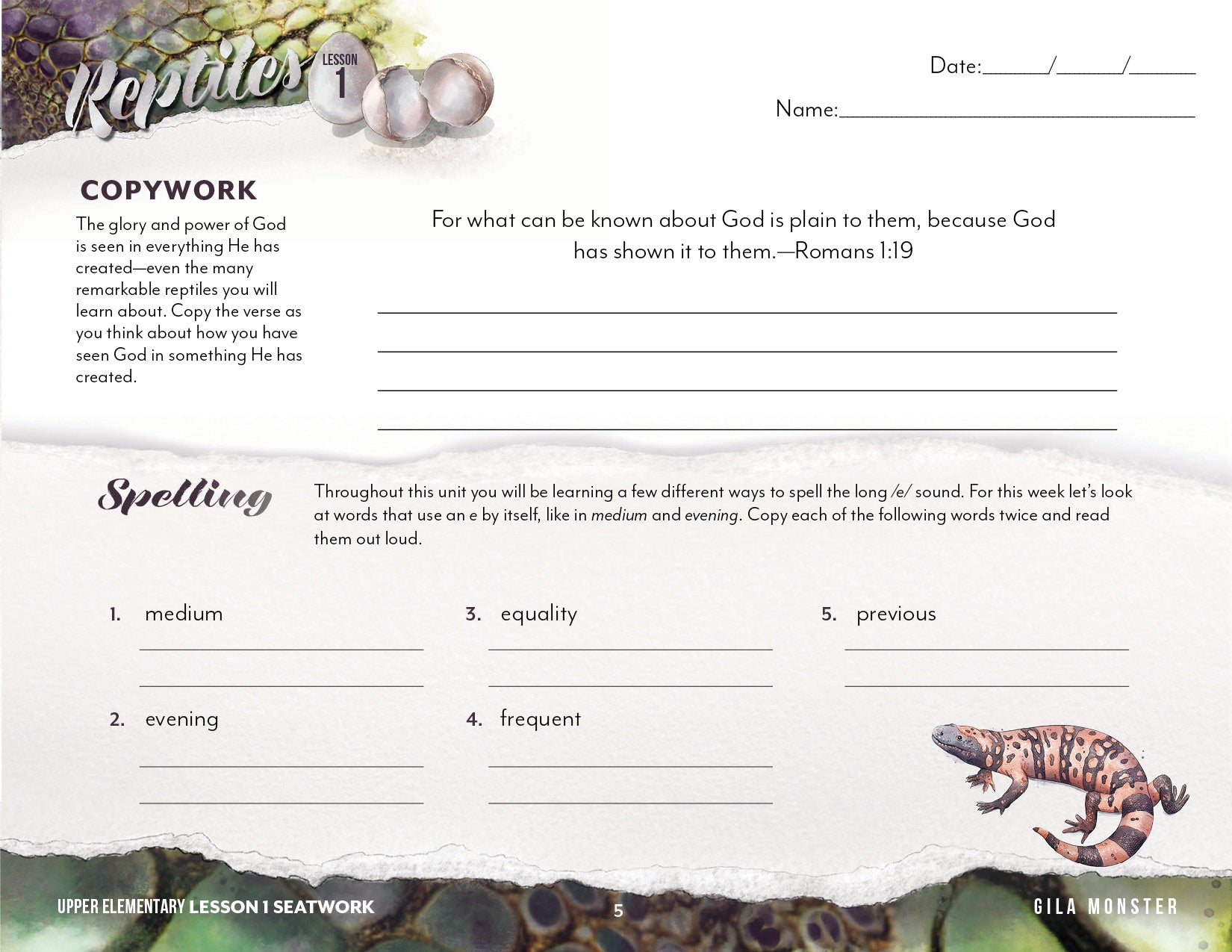 Reptiles Seatwork Books – Gather 'Round Homeschool USA