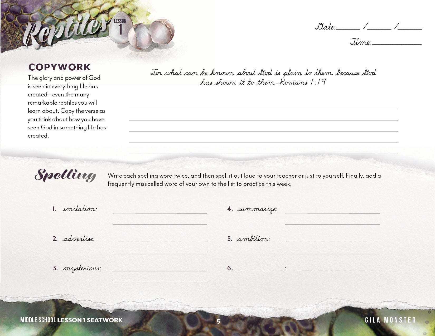 Reptiles Seatwork Books – Gather 'Round Homeschool USA