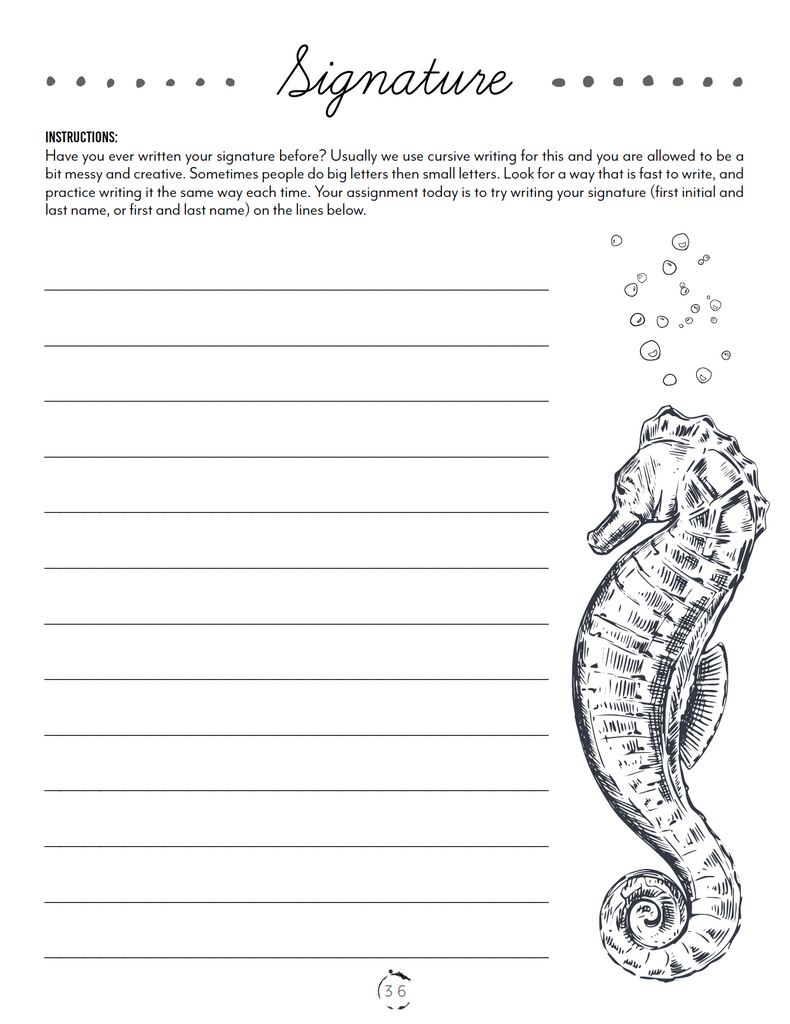 how to write fish in cursive